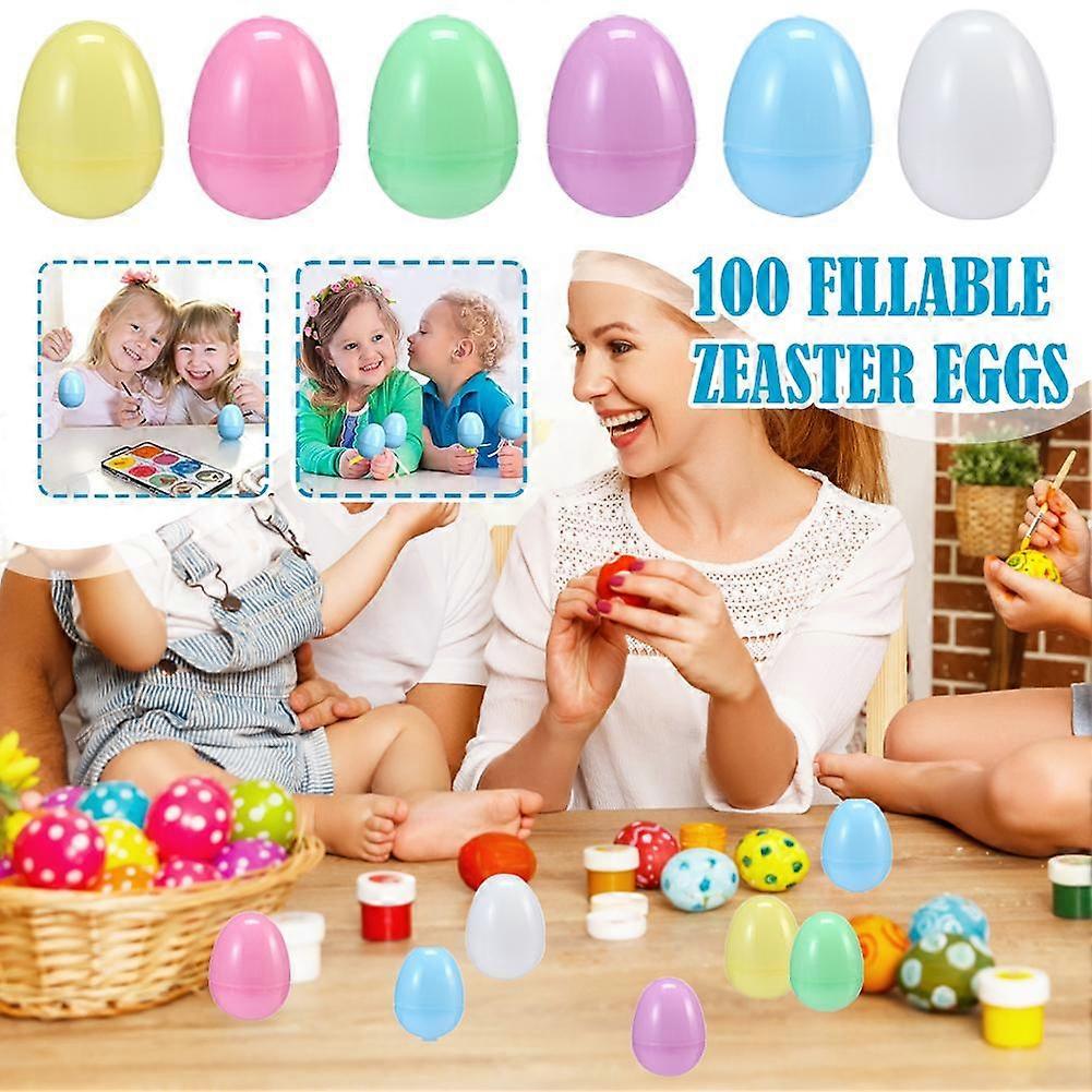 100 pcs Fillable Easter Eggs Pastel Bright Plastic Easter Eggs Bulk ...