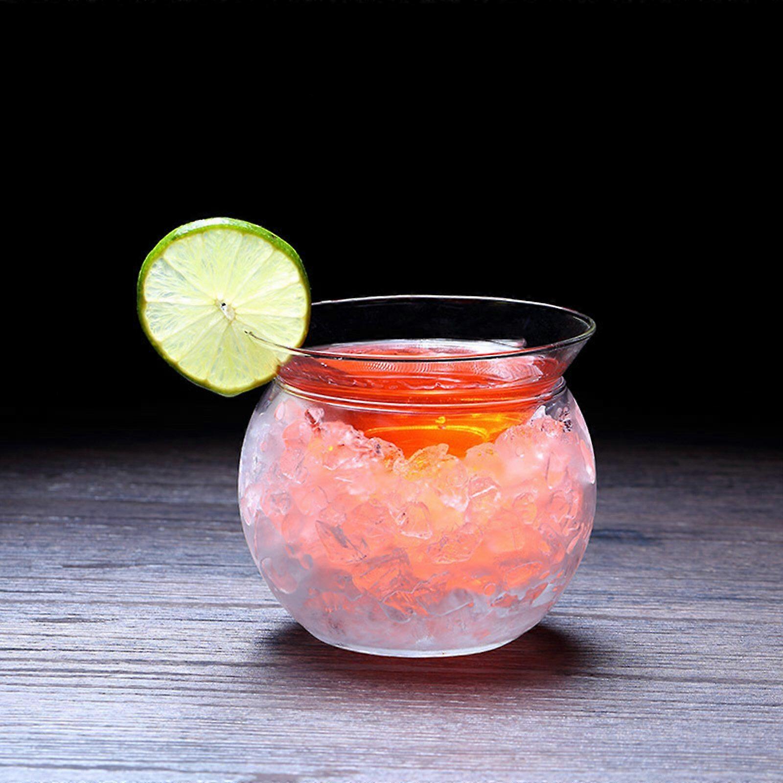 Cocktail Glass Whiskey Glasses with Ball Base Iced Bowl Double Wall ...