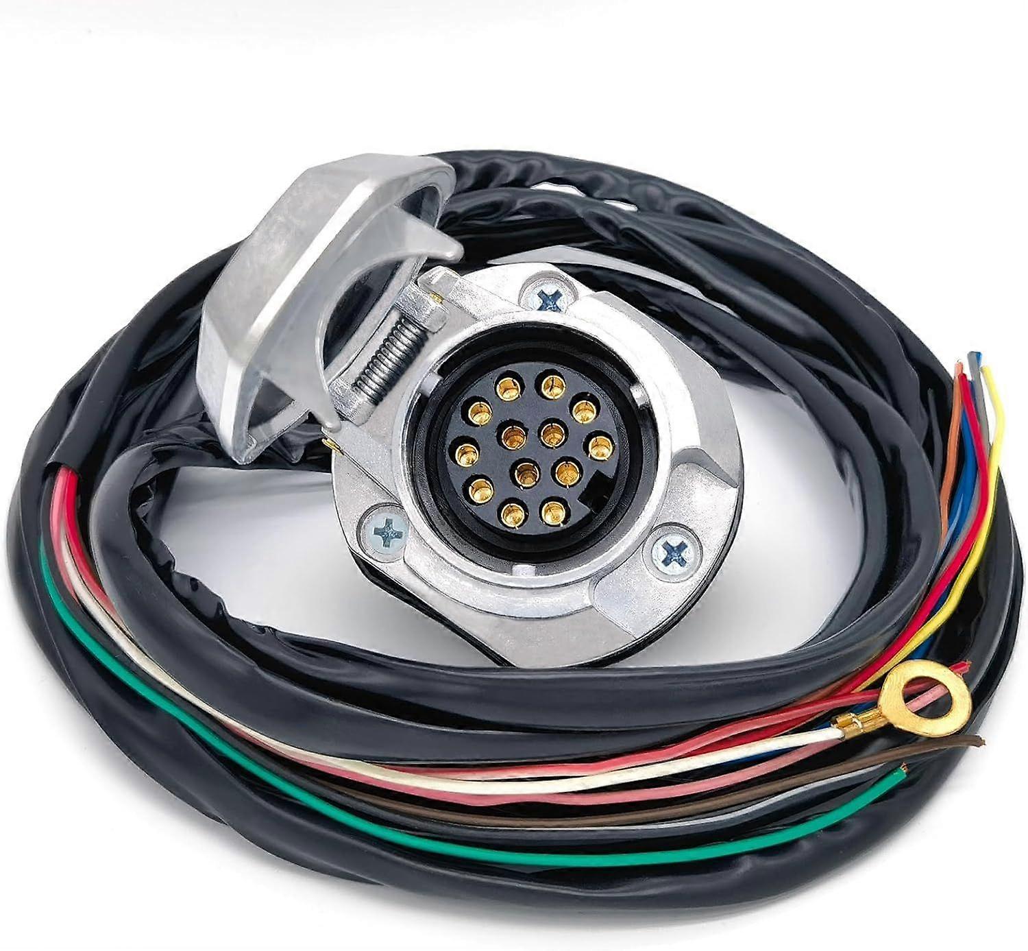 13 Pin Trailer Socket Harness with 2m 13 Wire Cable, 13 Pin Metal Pre ...