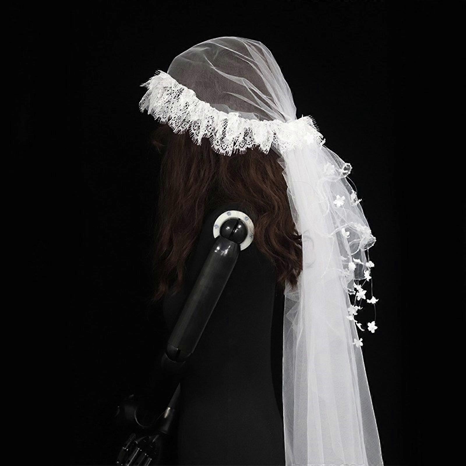 Bride Veil Hat Flower Veil Head Covering Wedding Hair Sheer White ...