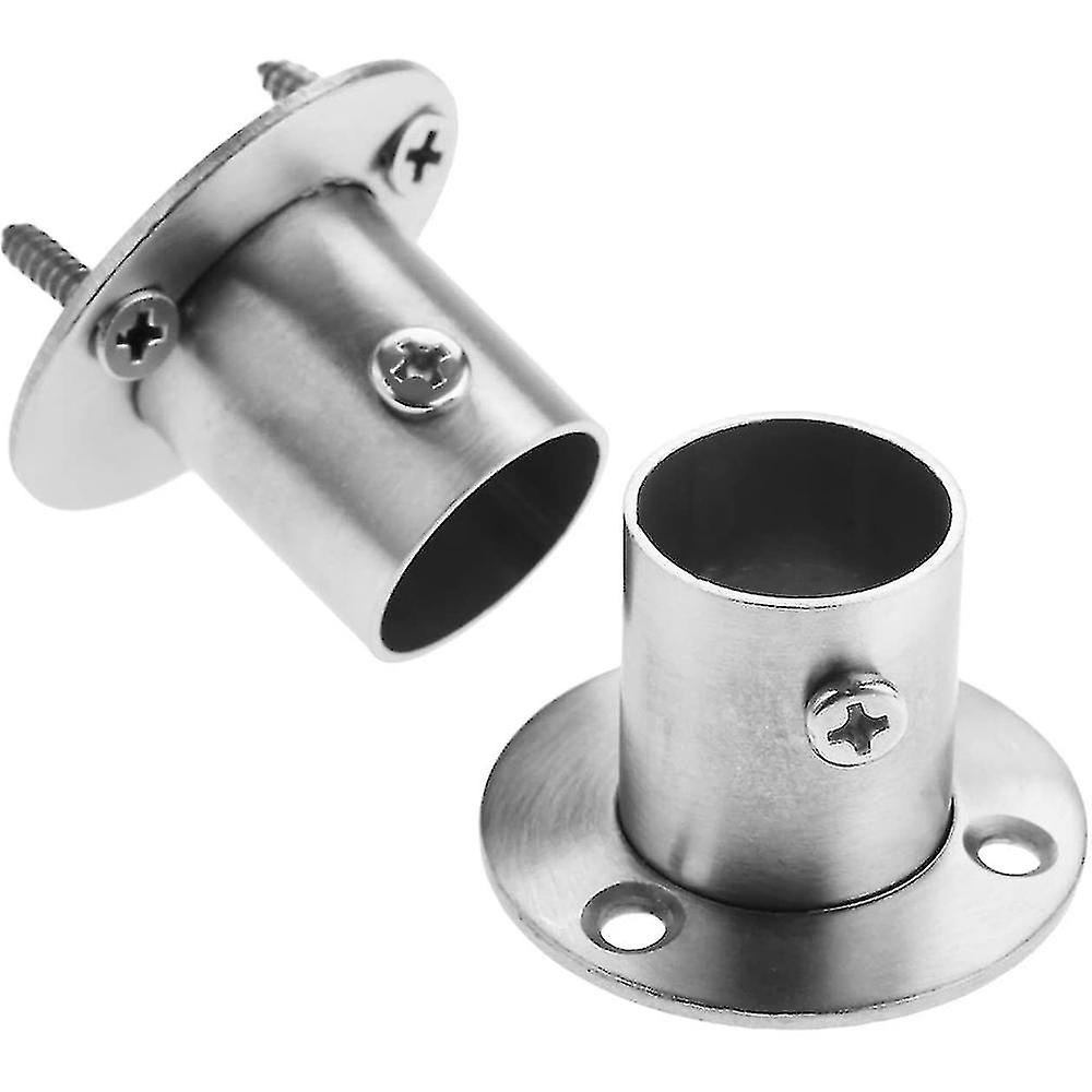 2 Pieces Stainless Steel Round Tube Bracket, Rod Flange Set, Wardrobe ...