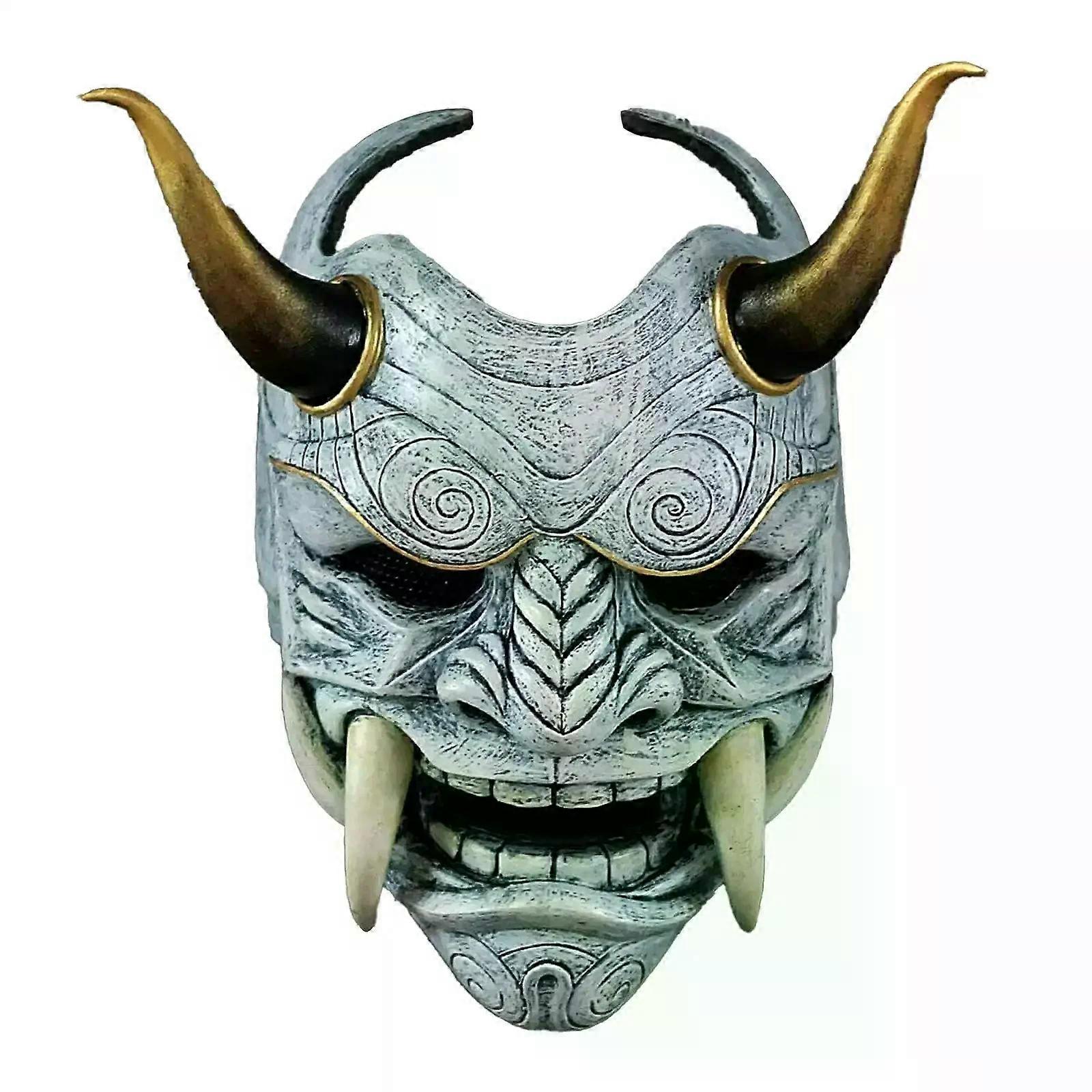Adult Unisex Halloween Face Masks Japanese Hannya Demon Oni Samurai Noh ...
