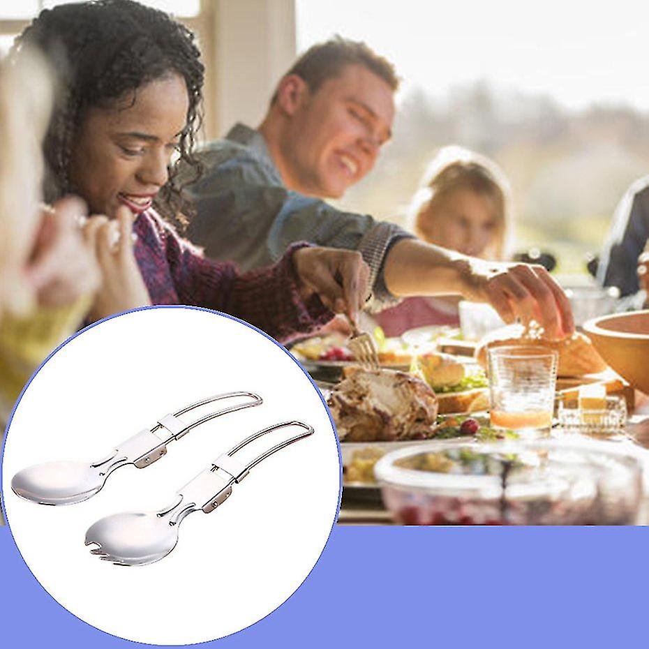 Utomhus Camping Fällbara skedar Spork Bestick Set Camping Redskap Set1 ...