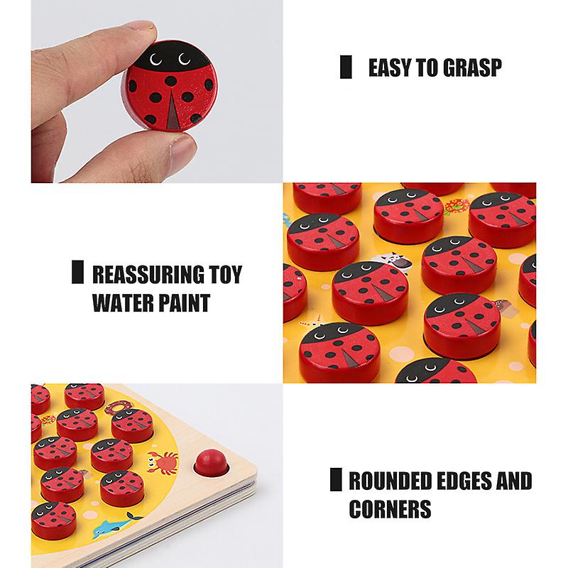 Wooden Memory Game Toy with 8 Cards and 20 Ladybird Blocks Memory Match ...