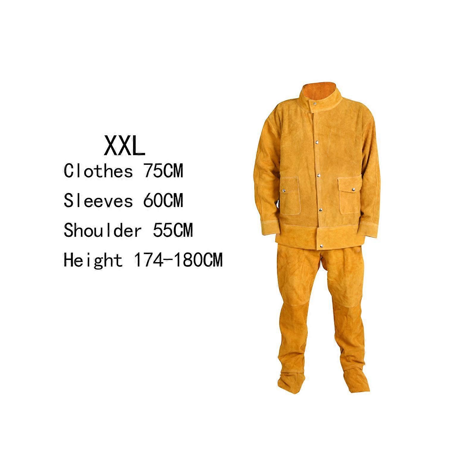 Cowhide Welding Jacket Pants Suit Anti Scald Protective Gear Welder ...