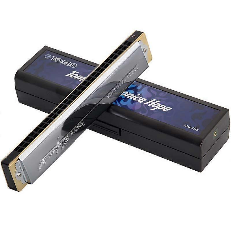 Tombo Hope Super 24 Tremolo 6624s Harmonica 24 Hole Brass Reeds Blues Harp Mouth Organ Key C Abs ...