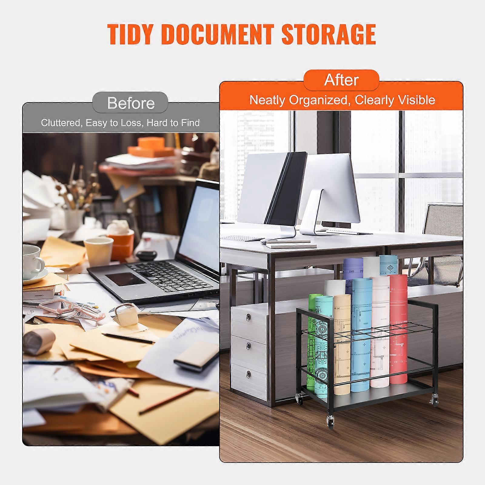 Blueprint Storage Rack, 20 pladser med hjul, til arkitektonisk ...