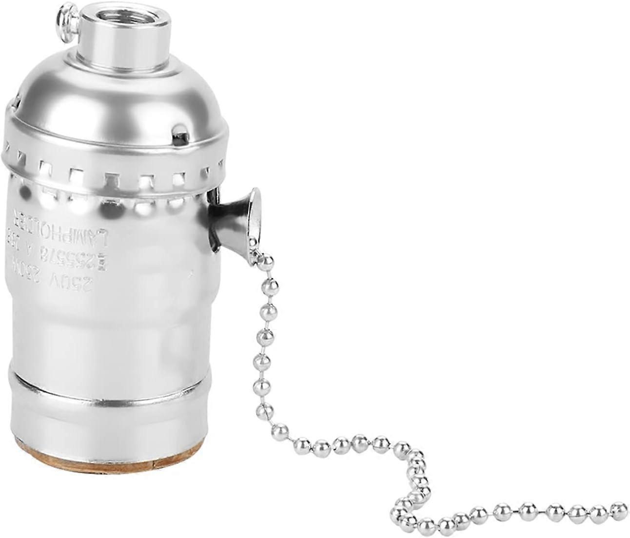 silver pull chain lamp socket,E27 Aluminum Vintage Light Socket with ...