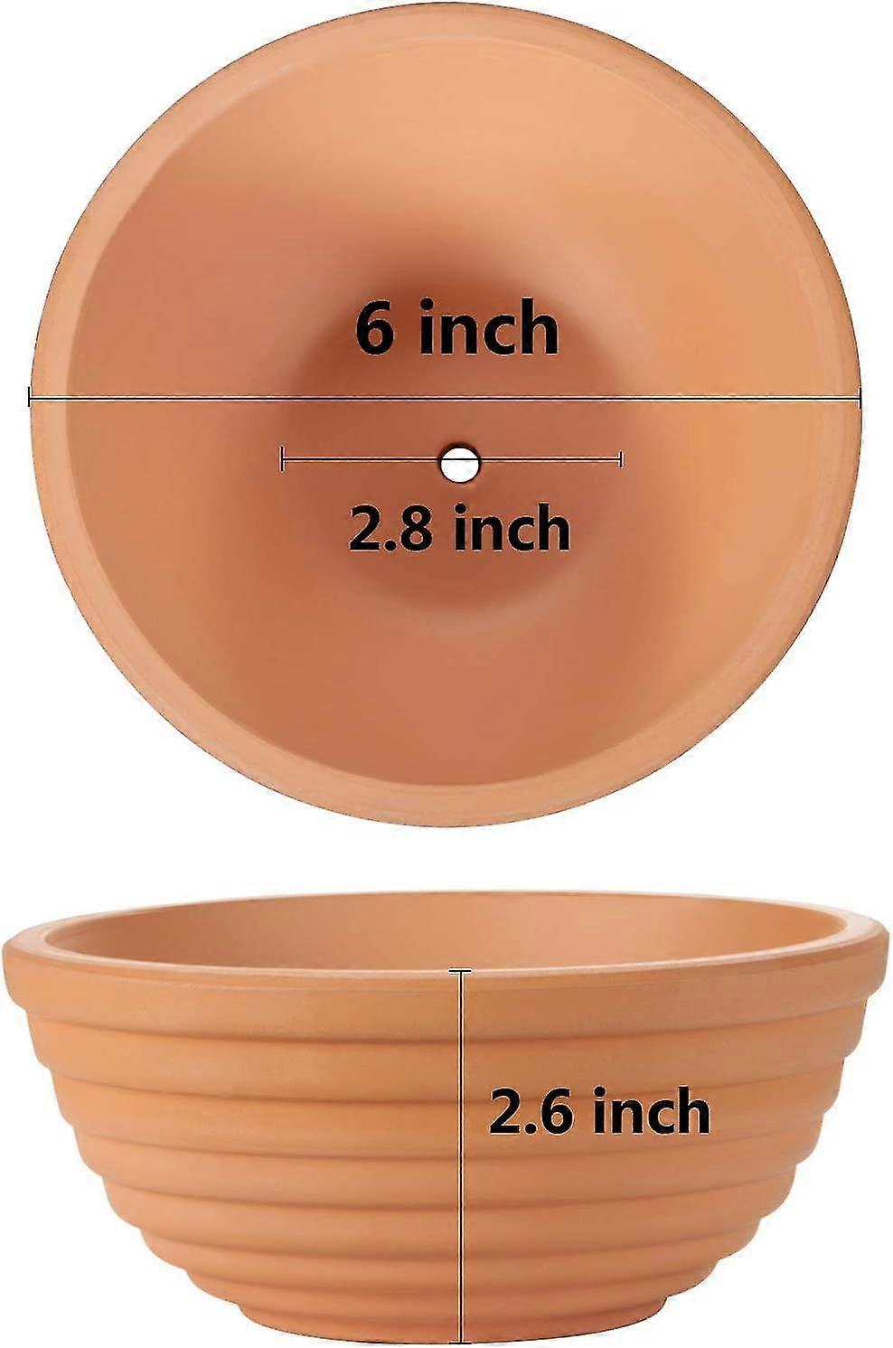 Small Terracotta Pots 6 Inch, Shallow Bowls With Drainage Holes, Clay ...