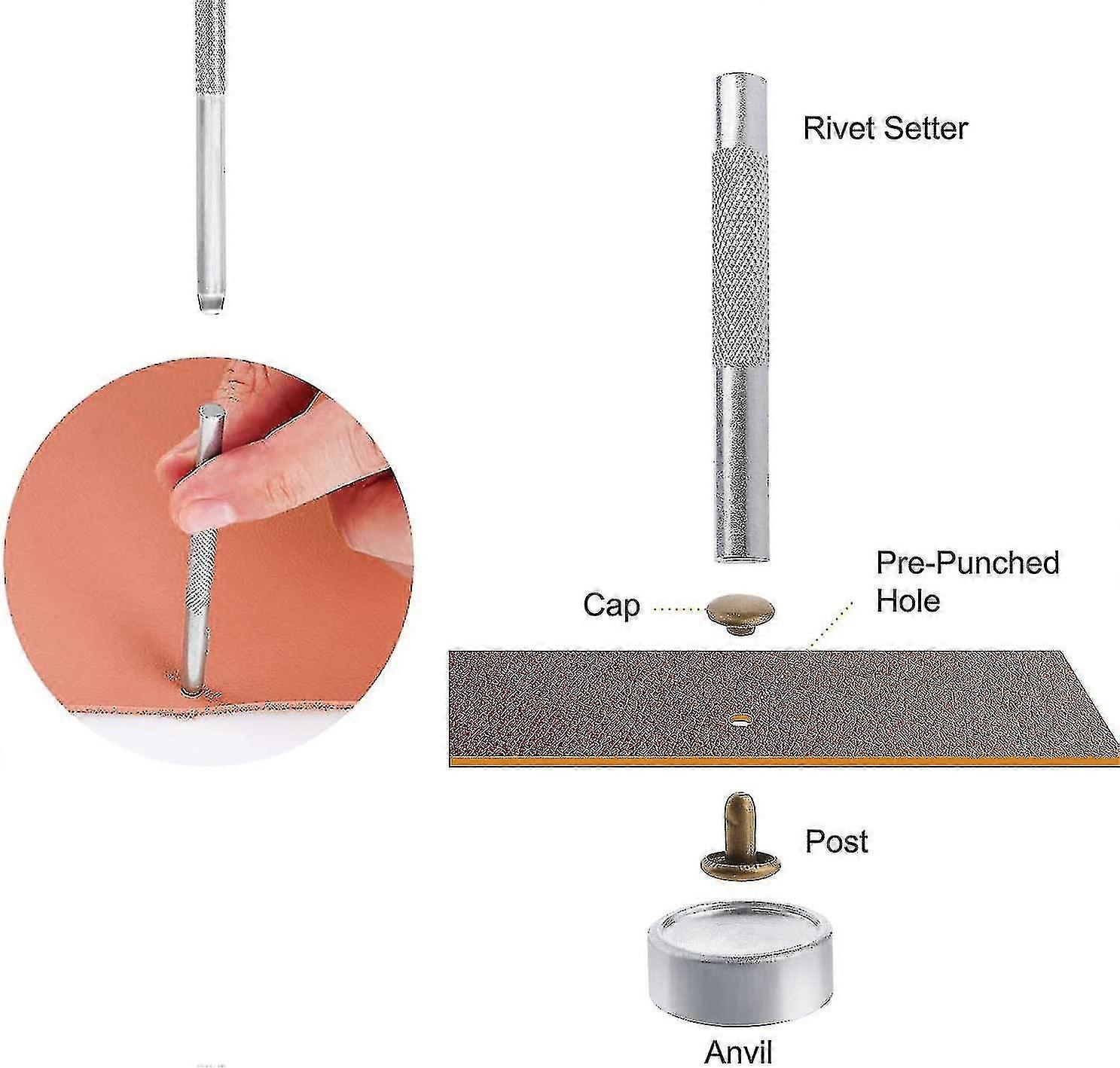 Leather Rivets 240 Set 2 Sizes Double Rivet Tubular Metal Studs With 3 ...