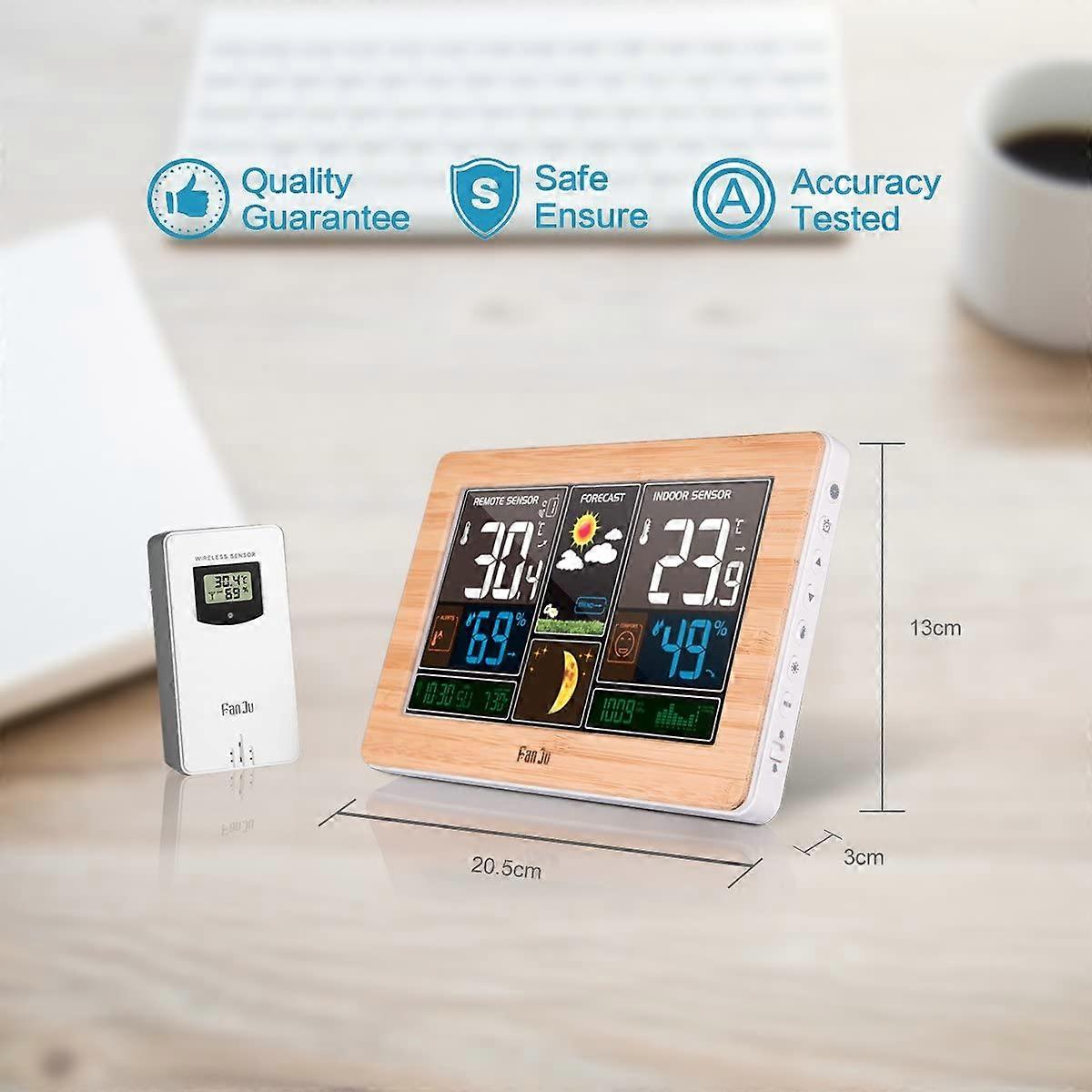 ZK-Radio Weather Station with Outdoor Sensor, DCF Radio Clock, Indoor ...