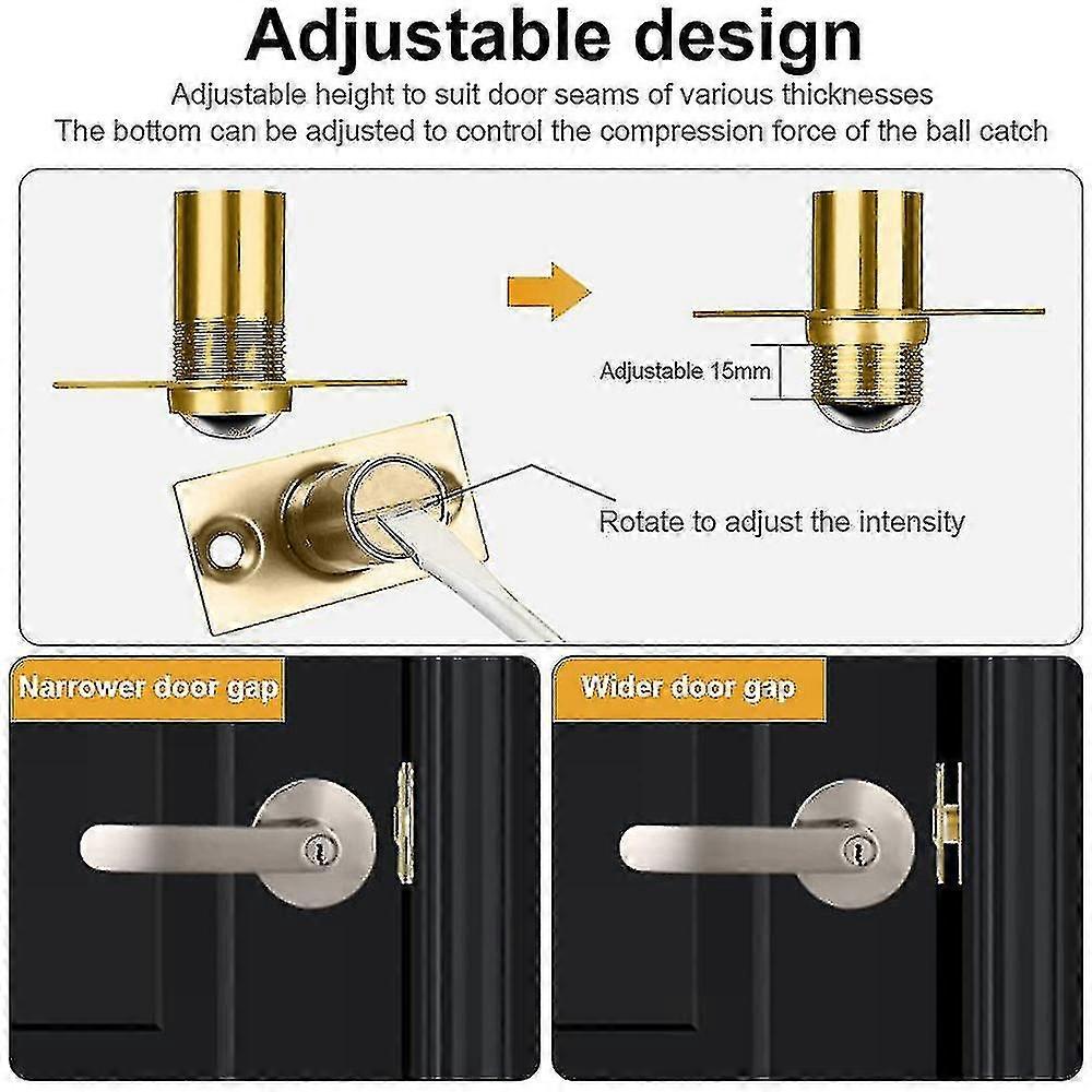 2 Pieces Cabinet Door Ball Catch, Stainless Steel Adjustable Roller Catch For Balcony Door ...