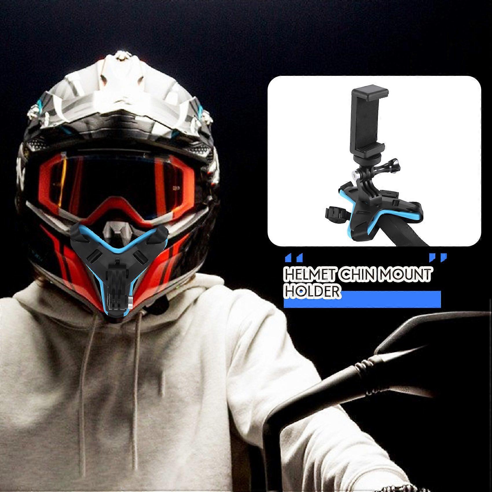 Helmet Chin Mount Holder with Phone Stand and Remote ski / Motorcycle ...