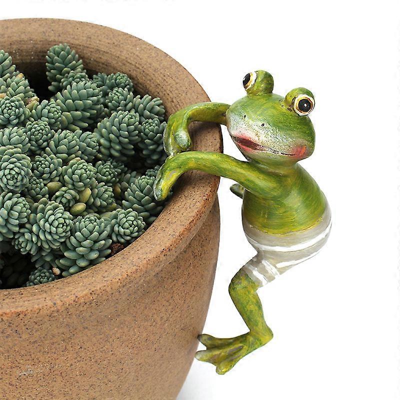 4Pcs Resin Frog Pot Huggers, 3D Yard Decorations Outdoor Frog Garden ...