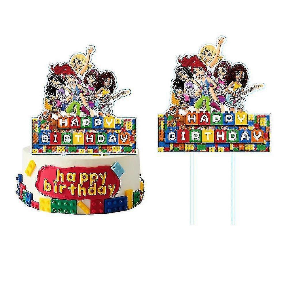 Building Blocks Theme Balloons Banner Cake Topper Swirls Set Kids Girls ...