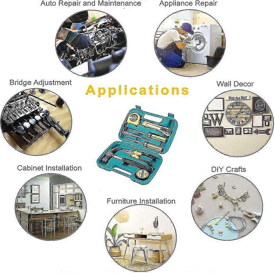 9 Pcs Home Repair Tool Set, Diy Kit Tool Box, Tool Set, Home Repair ...