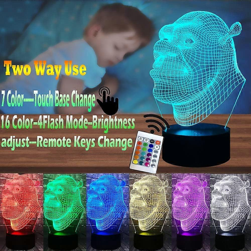 SBSG Shrek 3D LED Visual Night Light Cartoon The Green Monster Movie ...