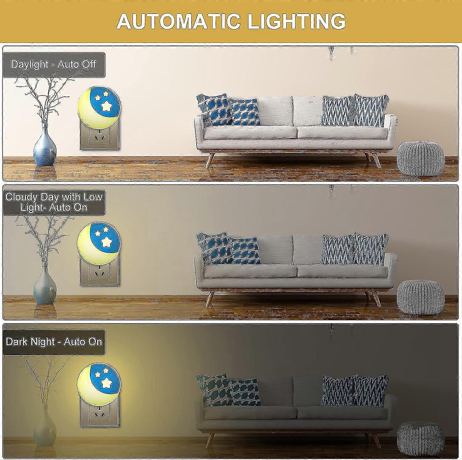 Pack Of 2 Night Light Children's Socket With Twilight Sensor Motif Star ...