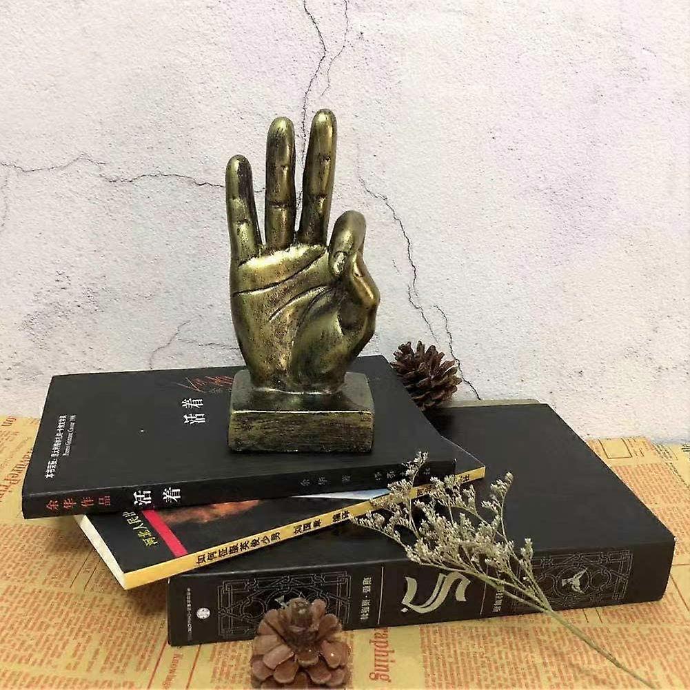 Gold Polyresin Hand Gesture Desktop Statues Finger Sculpture Decor ...