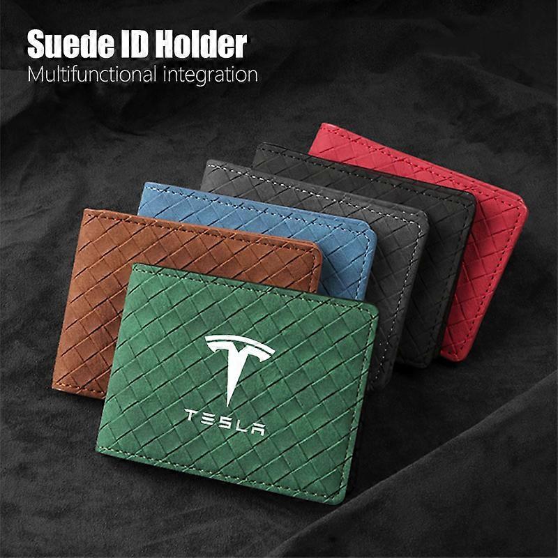 Car Suede Driving Documents Cover Emblem Auto Card Bag For Tesla Model ...