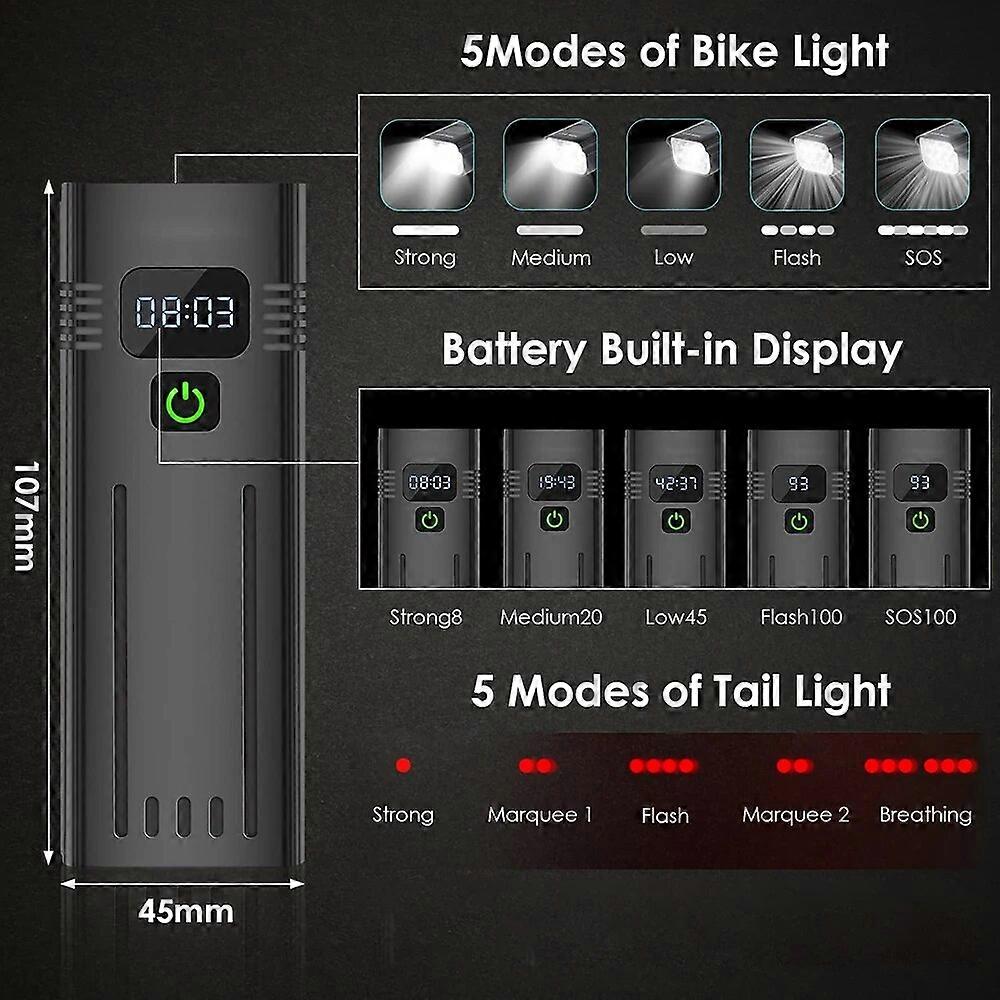TRLIFE 10000mah Bicycle Light USB Chargeable Rainproof MTB Bike Light ...