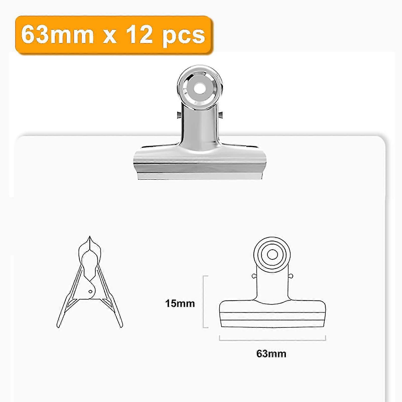 Large Hinge Clips, 12 Pack 63mm Bulldog Clips Round, Metal Hinge Clips ...