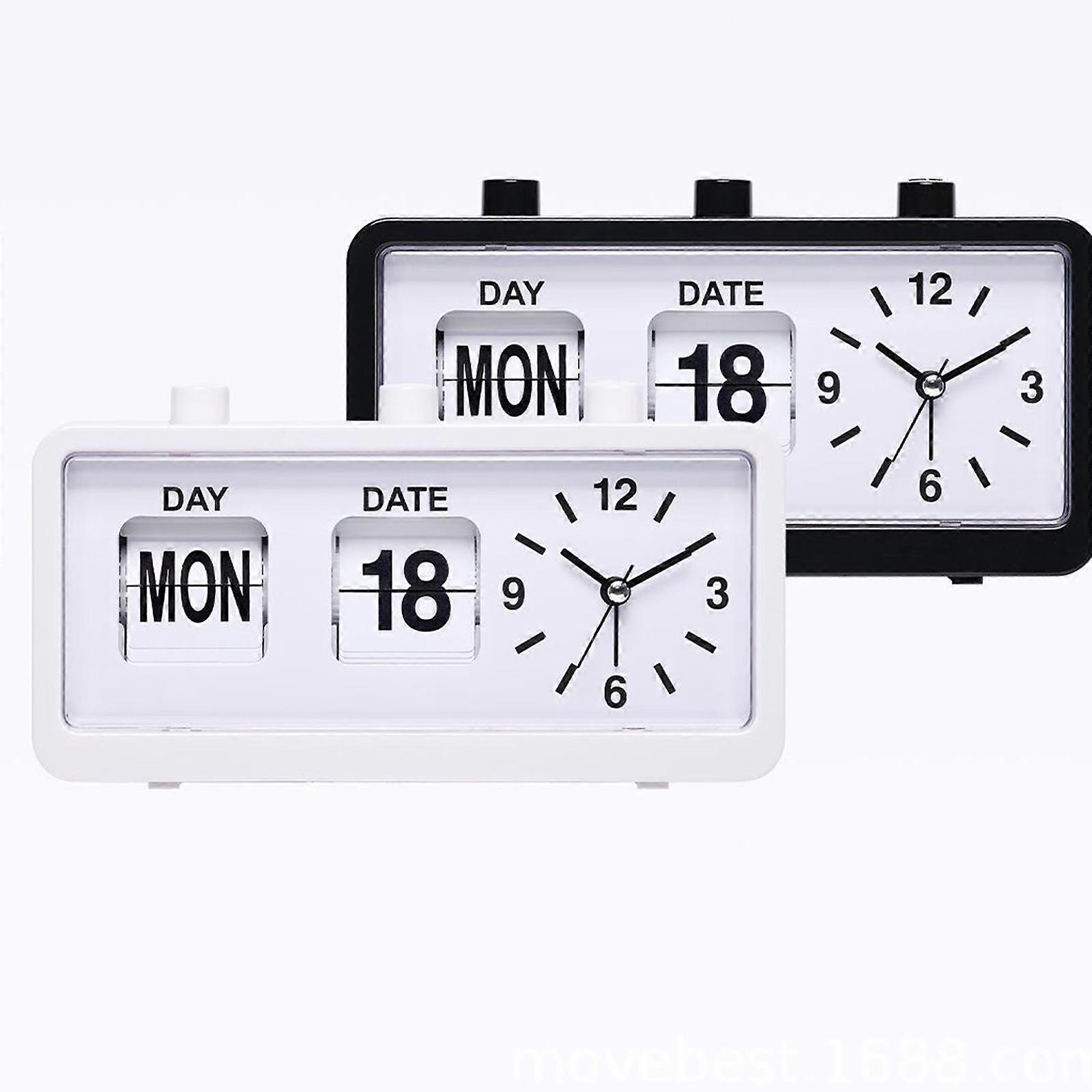 Retro Manual Analog Flipped Calendar Mechanical Alarm Clock for Home ...