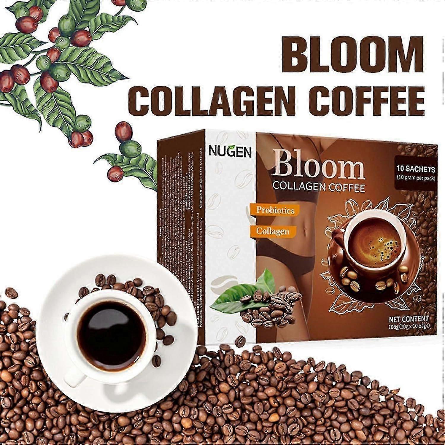 1/2/3X NUGEN Bloom Collagen Coffee -Pure organic coffee(10 bags/box ...