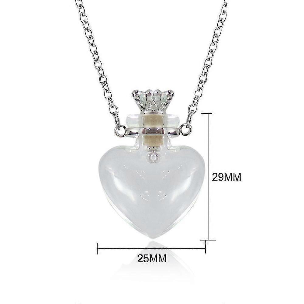 1PC Clear Heart Vial Perfume Bottle Necklaces Stainless Steel Chain ...