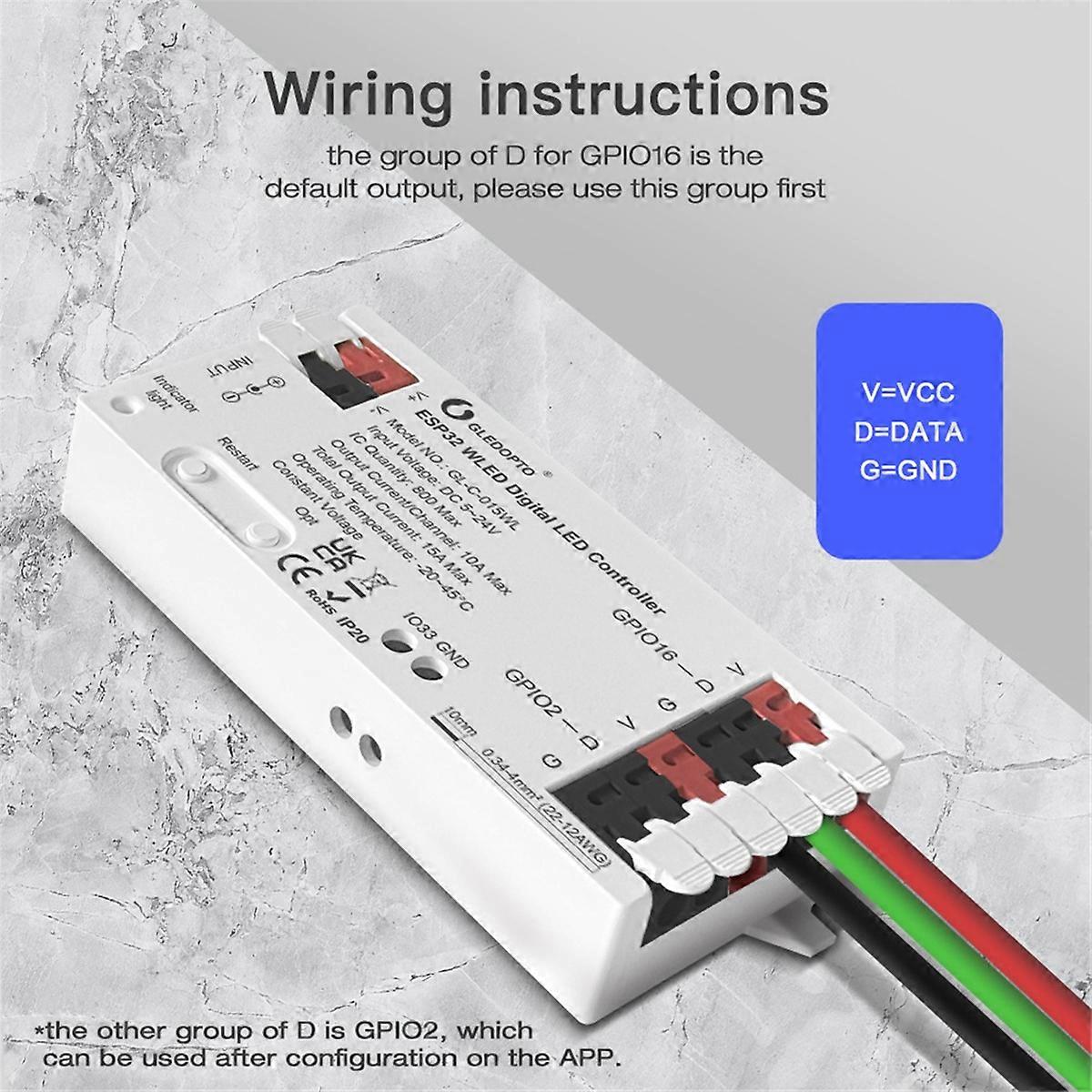 WLED ESP32 Colorful RGB RGBW Controller Simple Wiring DIY Lighting ...