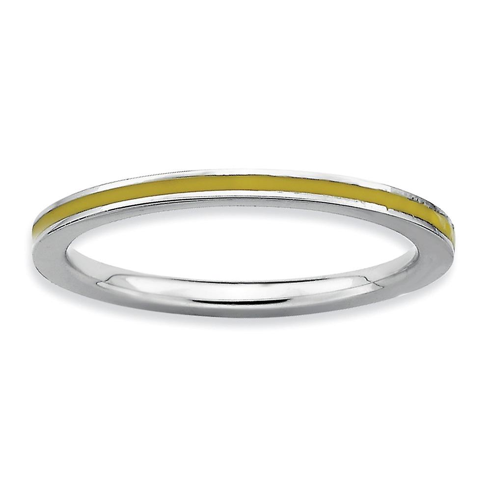 925 Sterling Silver Polished Stackable Expressions Yellow Enameled 1 ...