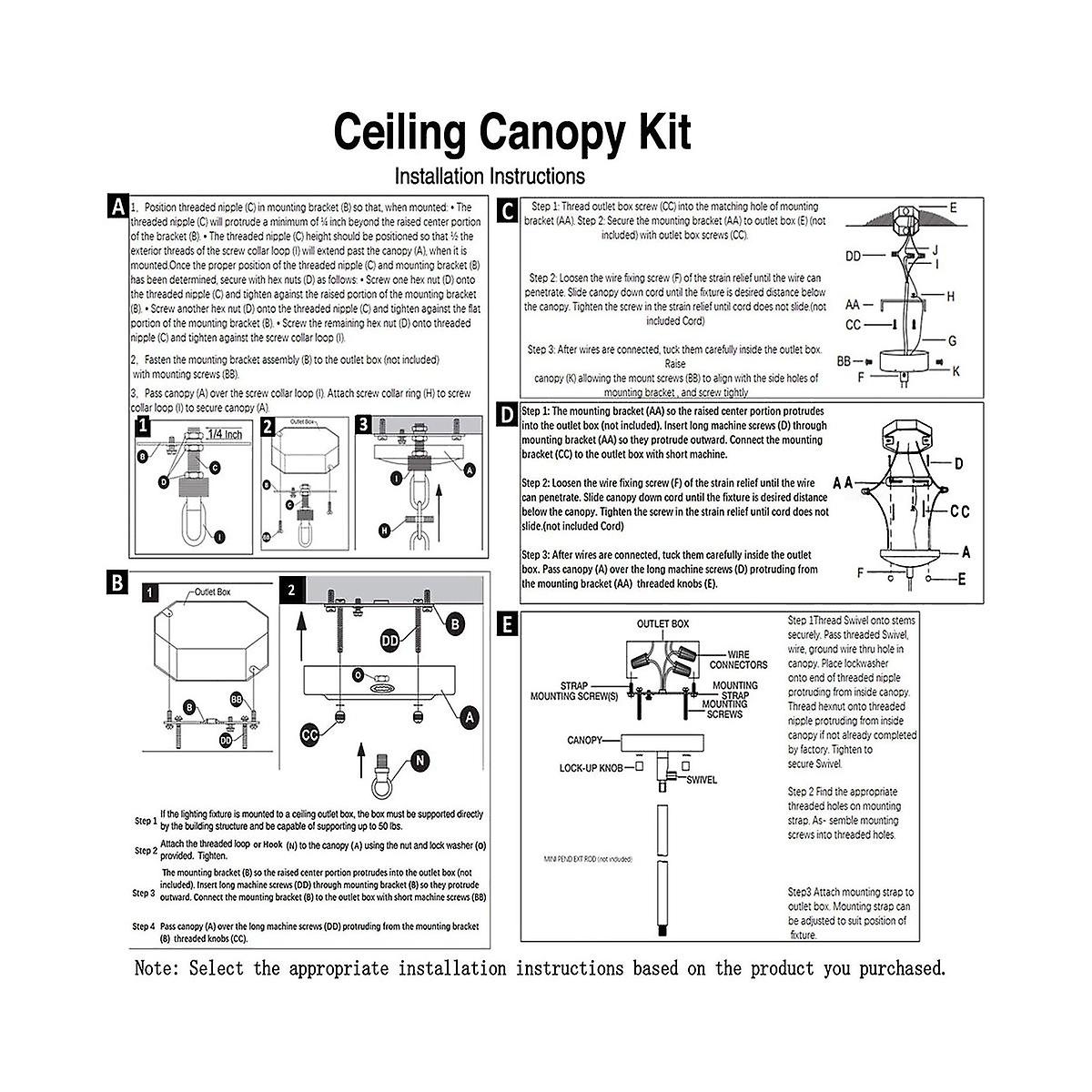 Ceiling Lighting Canopy Kit Pendant Light Plate Cover With All Mounting ...