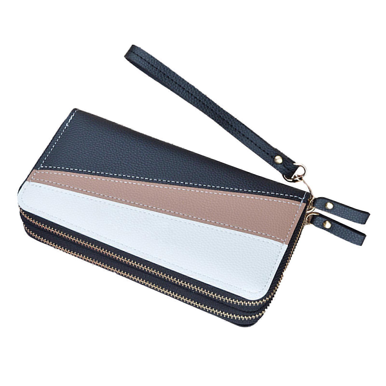 Large Capacity Black Long Wallet Purse with 2 Way Zipper and 2 ...