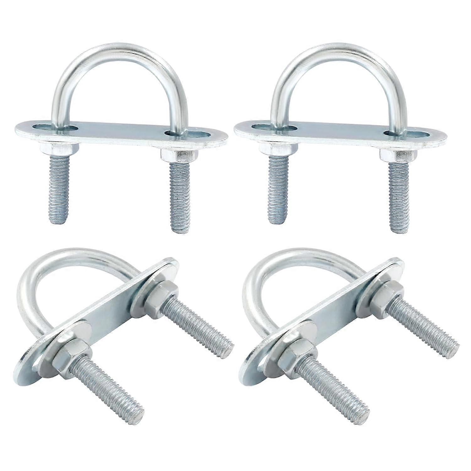 4 Pcs Round U Bolts M6 Bend U Bolts in Zinc Plated Steel U Clamp with ...