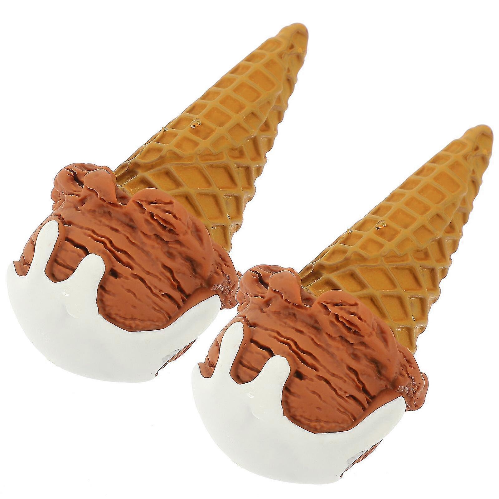2pcs Fake Ice Cream Cone Artificial Ice Cream Model Dessert Prop Shop ...