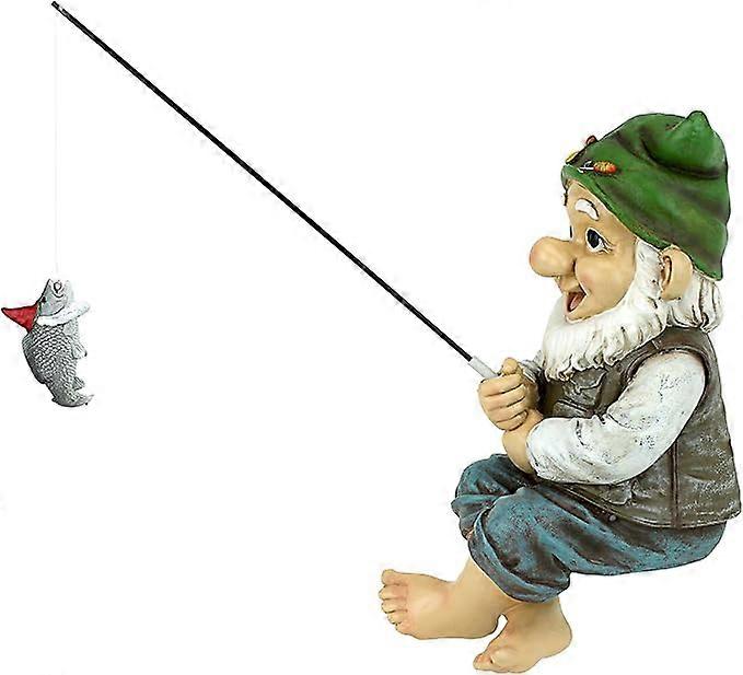 QM2806500 Garden Gnome Statue - Ziggy the Fishing Gnome Sitter ...