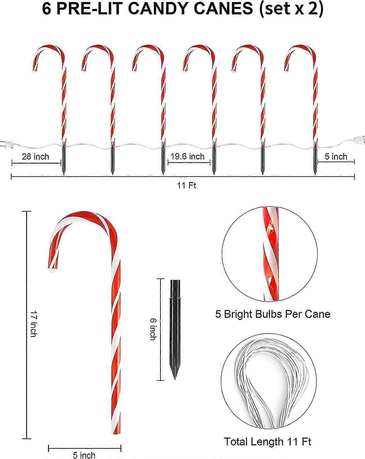 22" Christmas Candy Cane Pathway Markers, Set Of 12 Pack Christmas ...