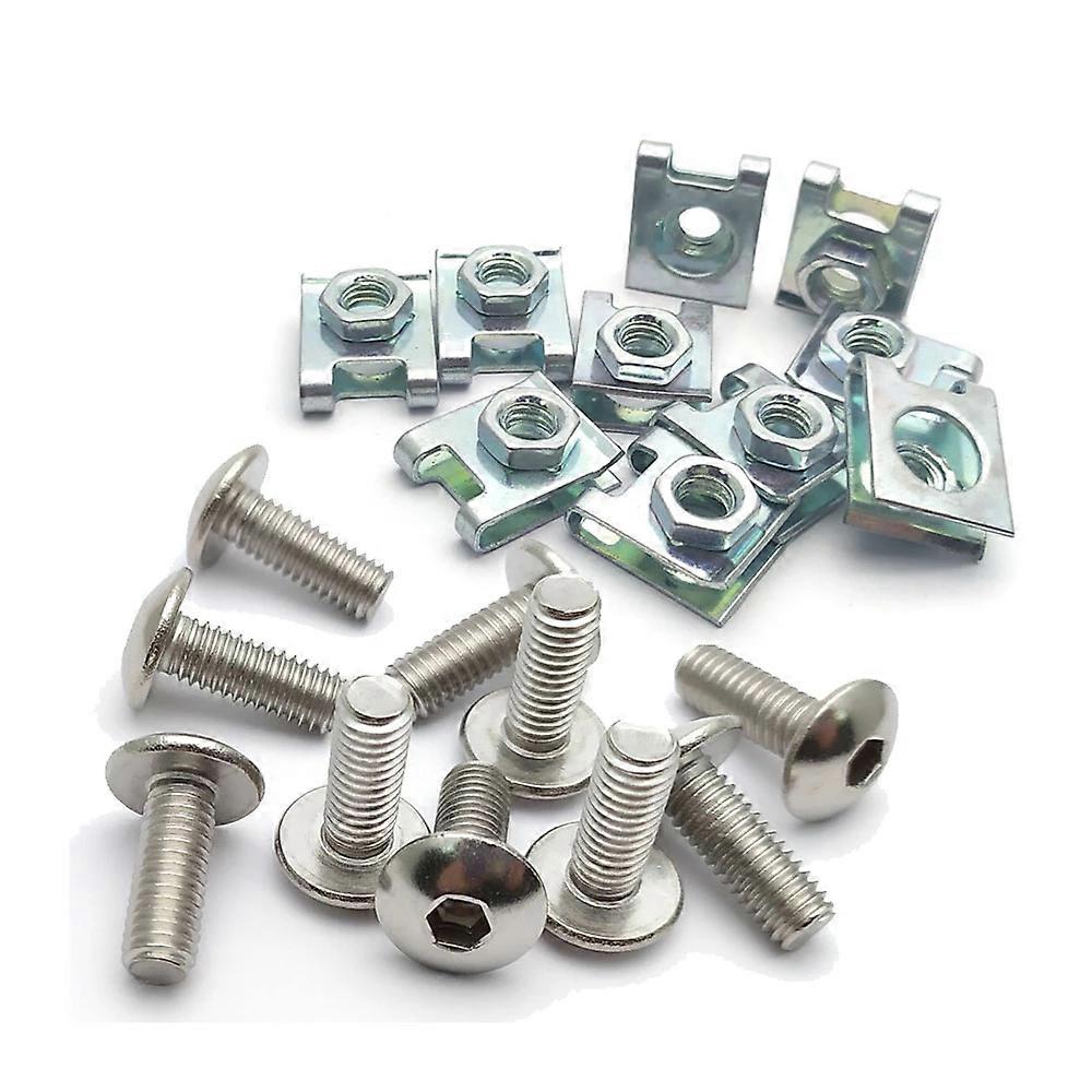 10 Set Plastic Cover Silver Stainless Steel Screw Bolt and U Type Clips ...