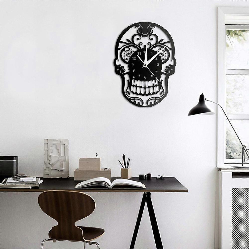 Skull Acrylic Mirror Wall Clock Home Decoration Wall Clock | Fruugo UK