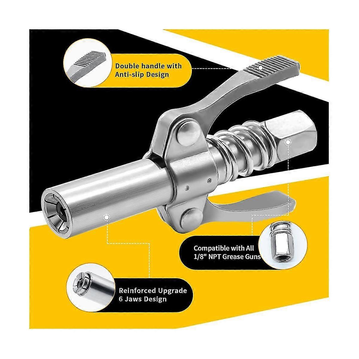 2pcs Double Handle Grease Nipple Coupler Double Handle Quick Lock ...