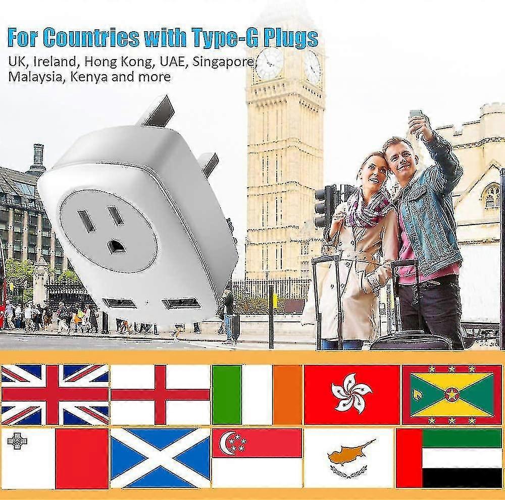Uk Travel Adapter, Us To Uk/ireland/hong Kong Plug Adapter With 2 Usb ...