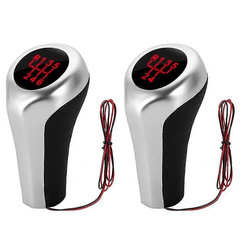 6 Speed Gear Shift Knob W/LED Red Backlight Leather Shifter Lever ...
