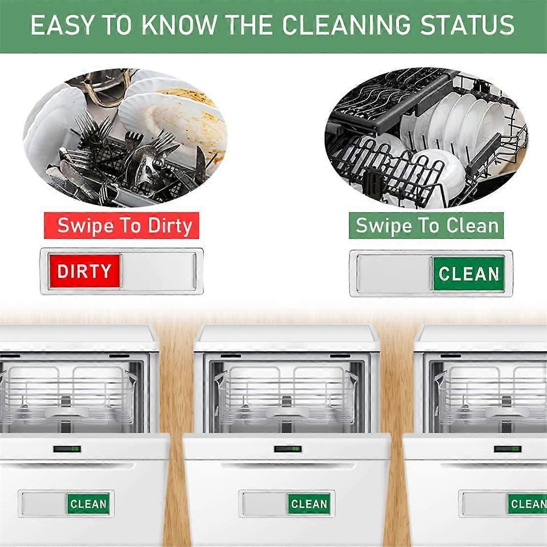 1PC Dishwasher Clean Dirty Sign Magnet Indicator Sliding Washing Clean ...