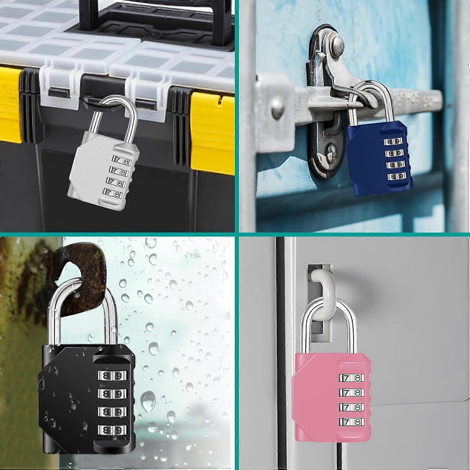 Combination Lock, 4 Digit Combination Padlock Outdoor, School Lock, Gym ...