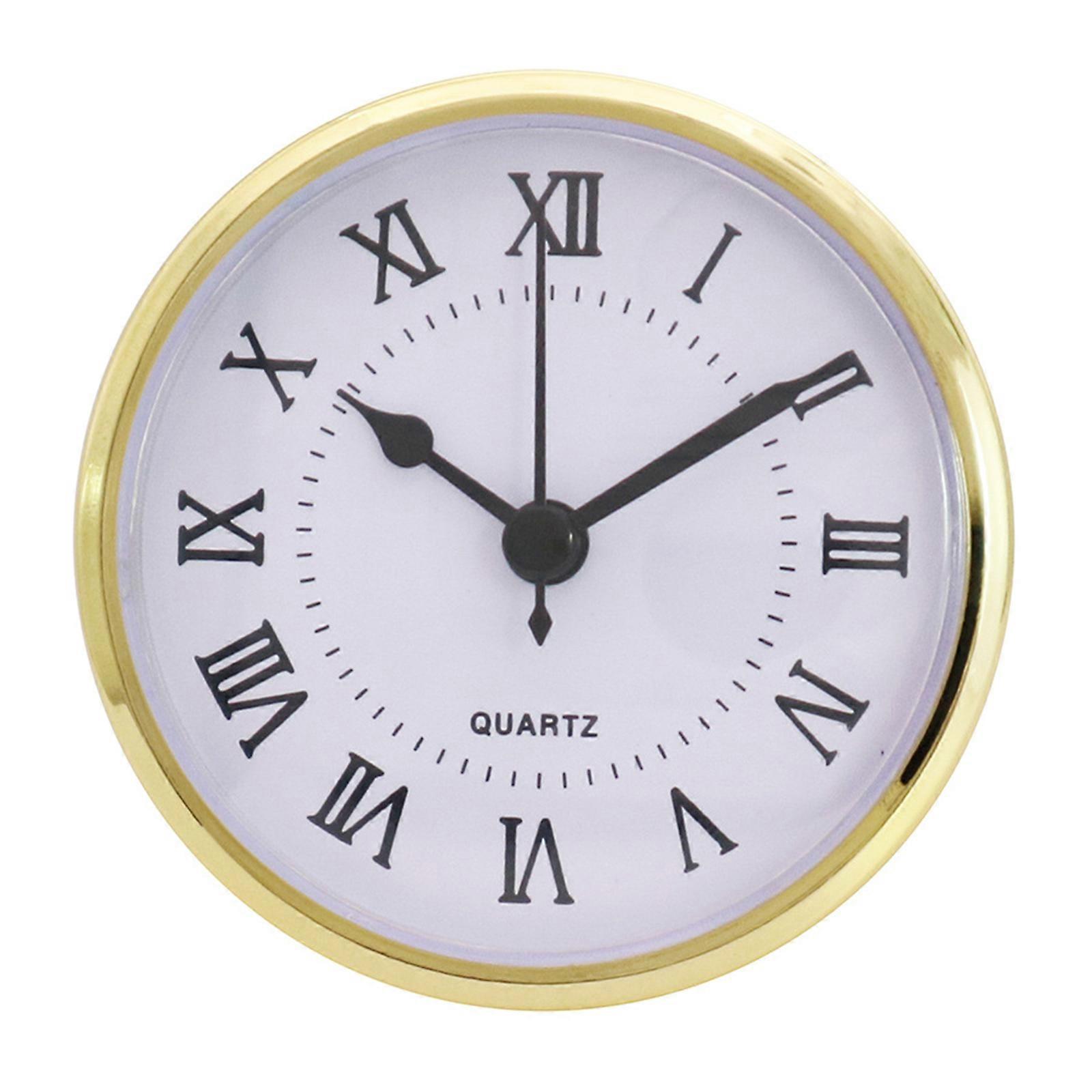 Golden Rim 90mm Classic Quartz Clock Insert Embedded Mini Wall Clock ...