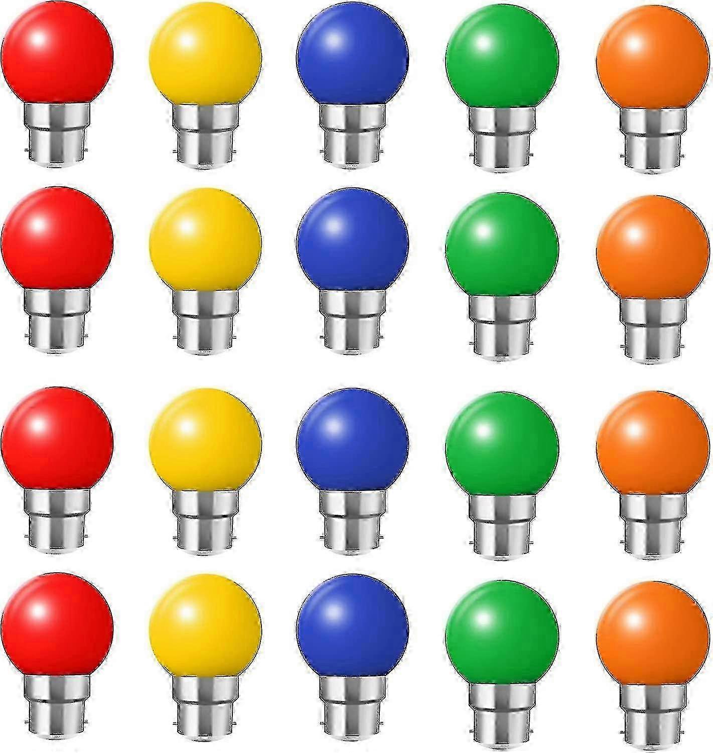 20 Pack B22 Bayonet Coloured Led Light Bulbs 1w G45 Light Bulbs Led ...