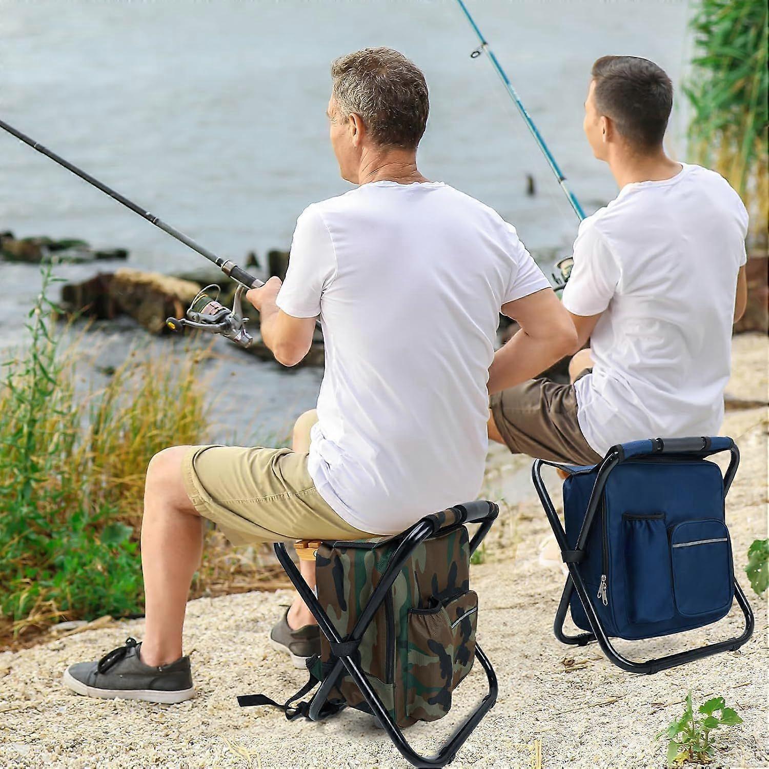 Large Camping Stool for Adults with Built-in 15L Cooler Backpack ...