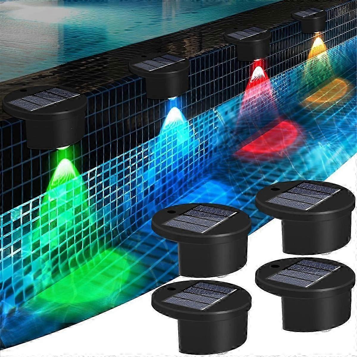 4pack Solar Powered Swimming Pool Edge Lights for Inground Pools, Above ...