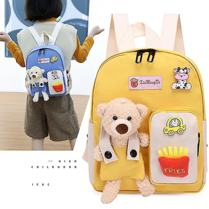 2022 Cartoon Bear Canvas School Bags For Gilr Cute Kids Kindergarten ...