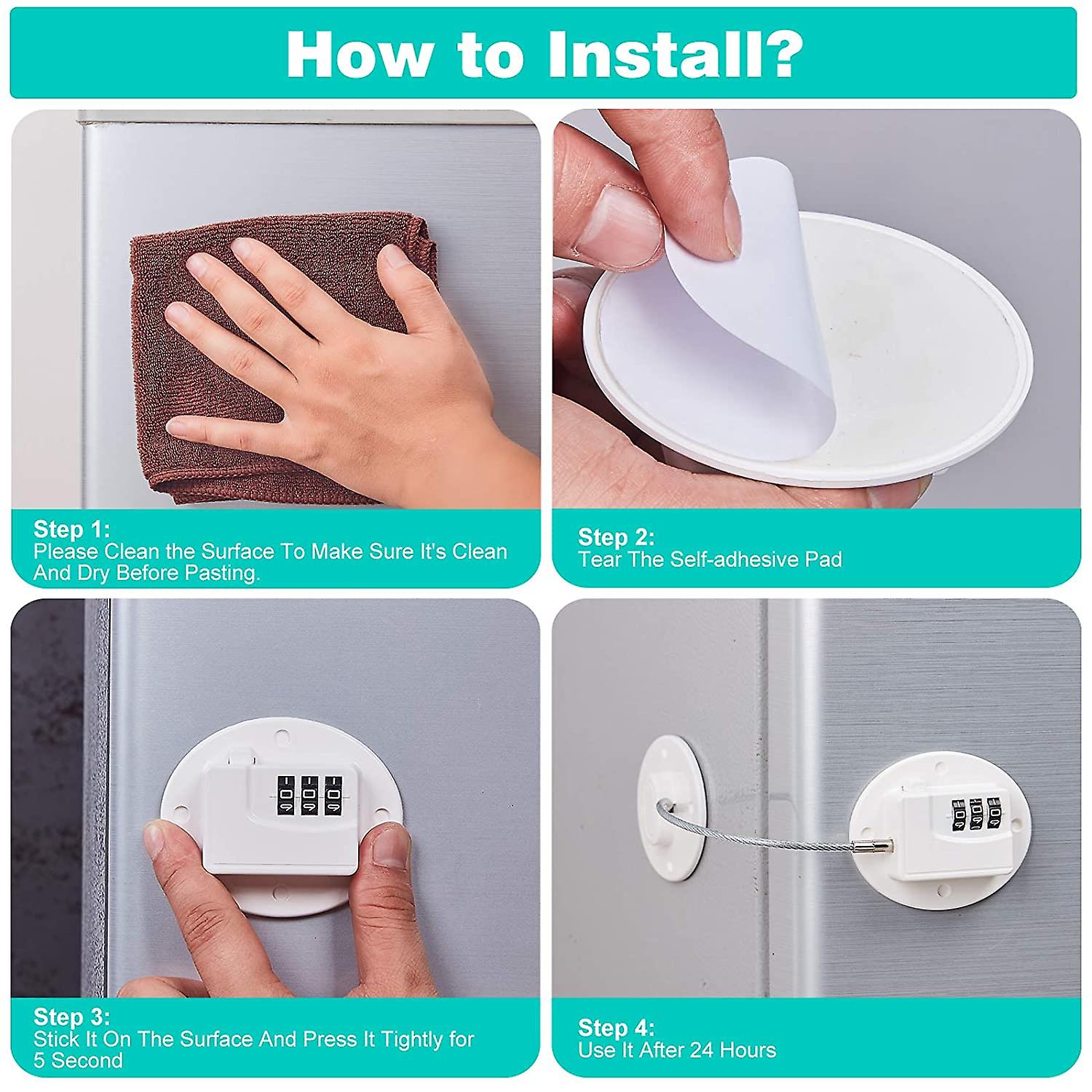 2 Pack Refrigerator Lock - Heavy Duty 3 Digit Cable Lock, Child/baby ...